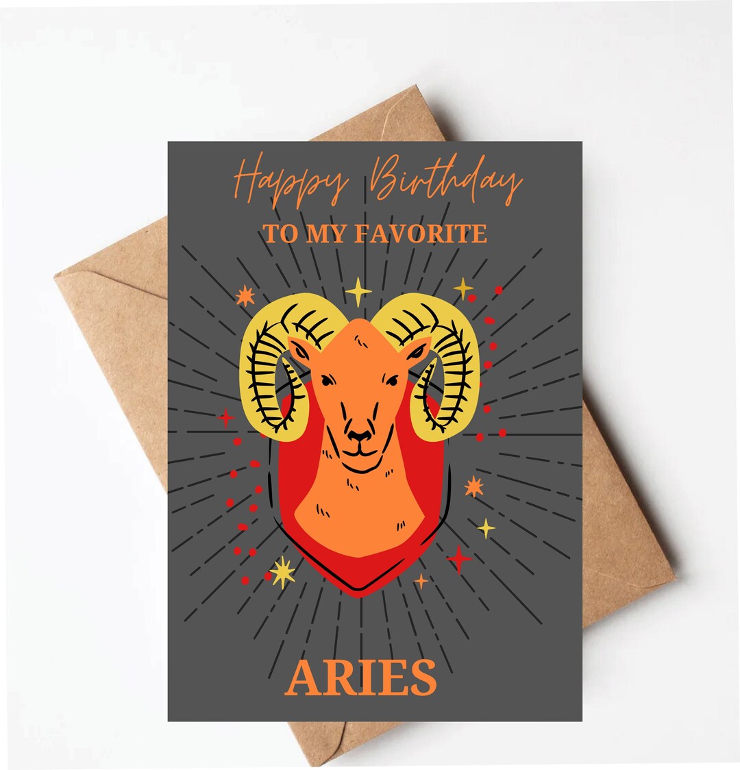 Aries Birthday Card, Zodiac Sign Birthday Card, Happy Birthday to My ...