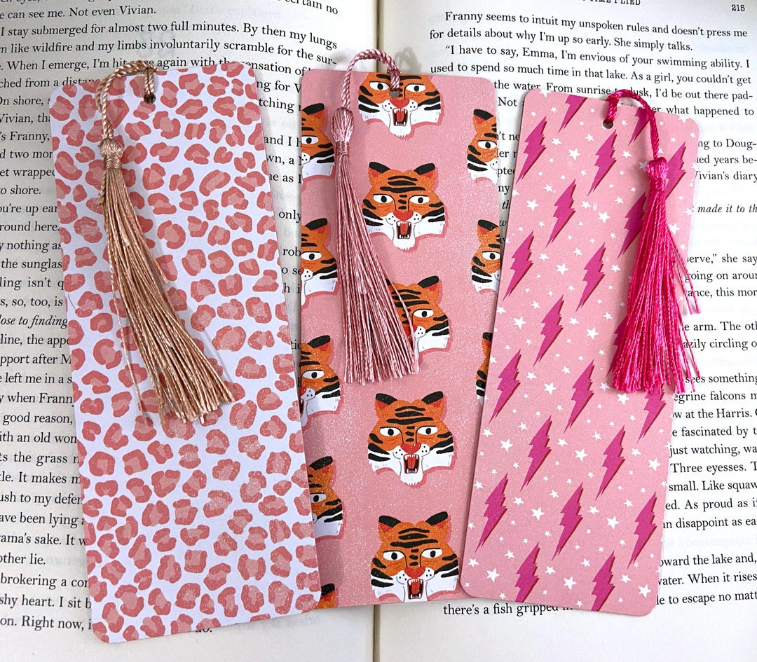 Pink Tiger Bookmark Set, Retro Leopard Print Bookmark, Lightning ...