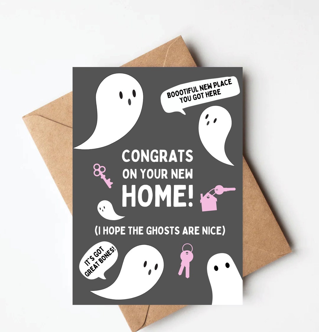 Ghost Housewarming Card, Funny Housewarming Card, Funny New House Card ...