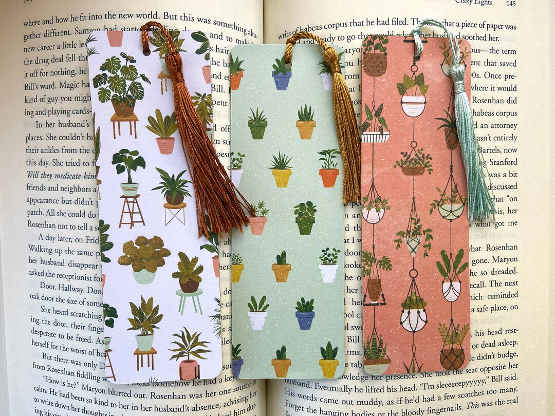 Cute Plant Bookmark, Bookmark With Tassels, Plant Mom Gift, Succulent ...