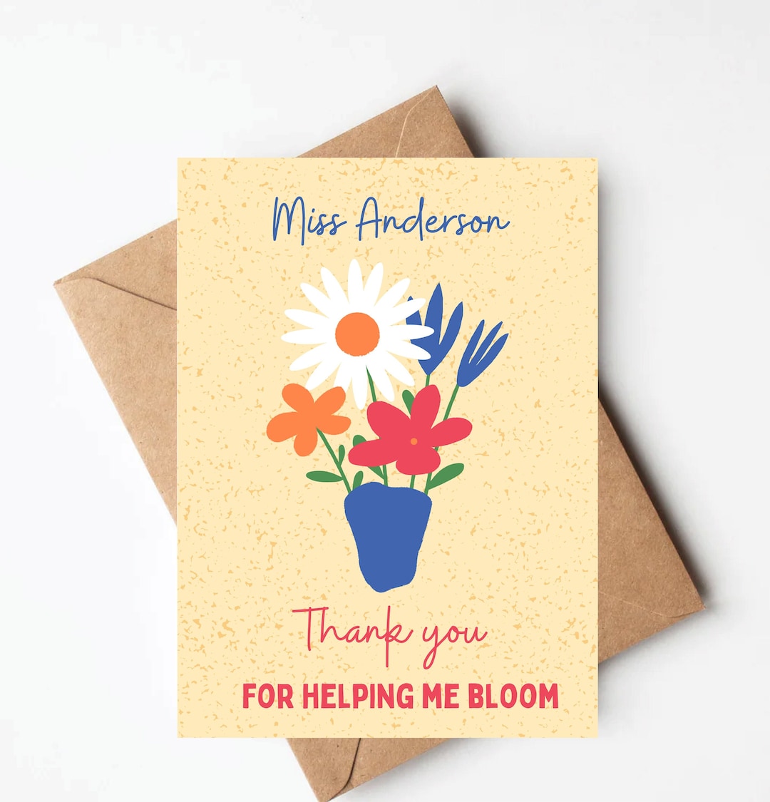 Personalized Teacher Appreciation Card, Teacher Thank You Card, Teacher ...