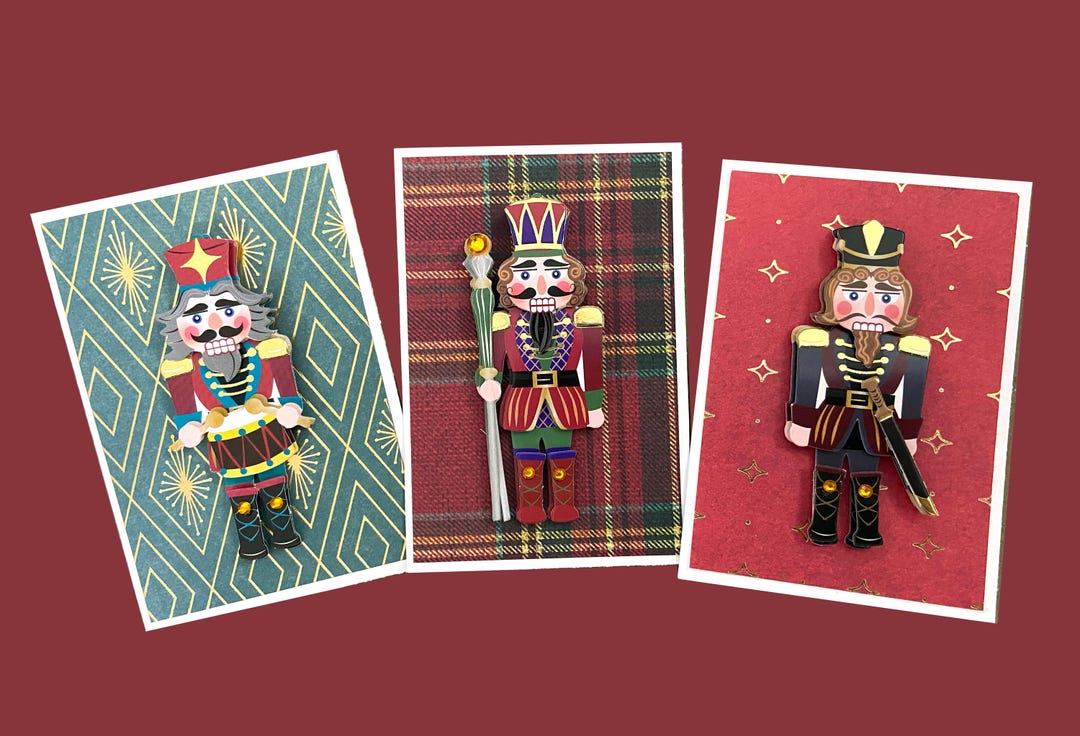 Set of 6 Mini Nutcracker Notecards, Gift Card Sized Mini Christmas ...