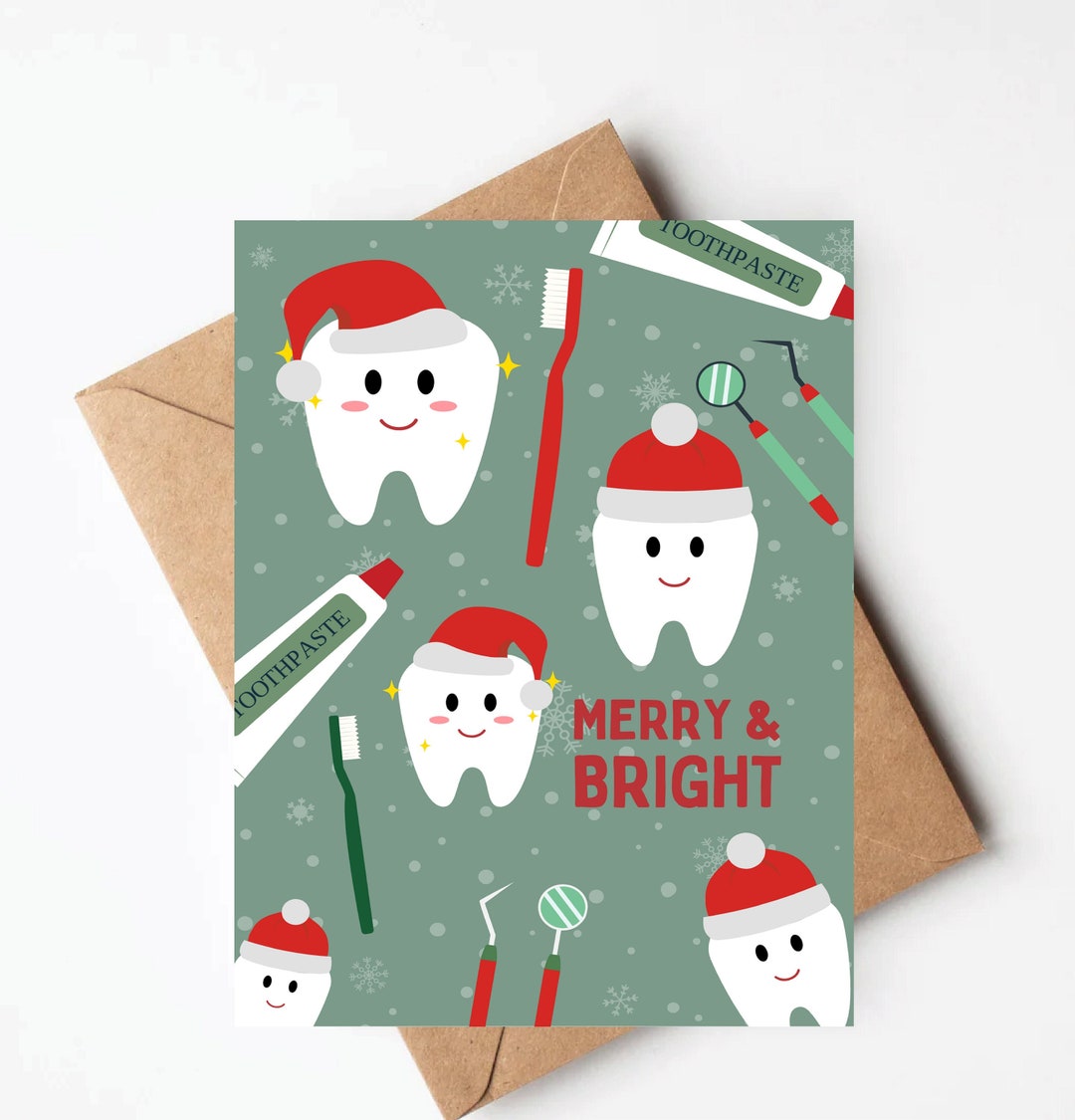 Dentist Christmas Card, Cute Tooth Christmas Card, Holiday Cards for ...