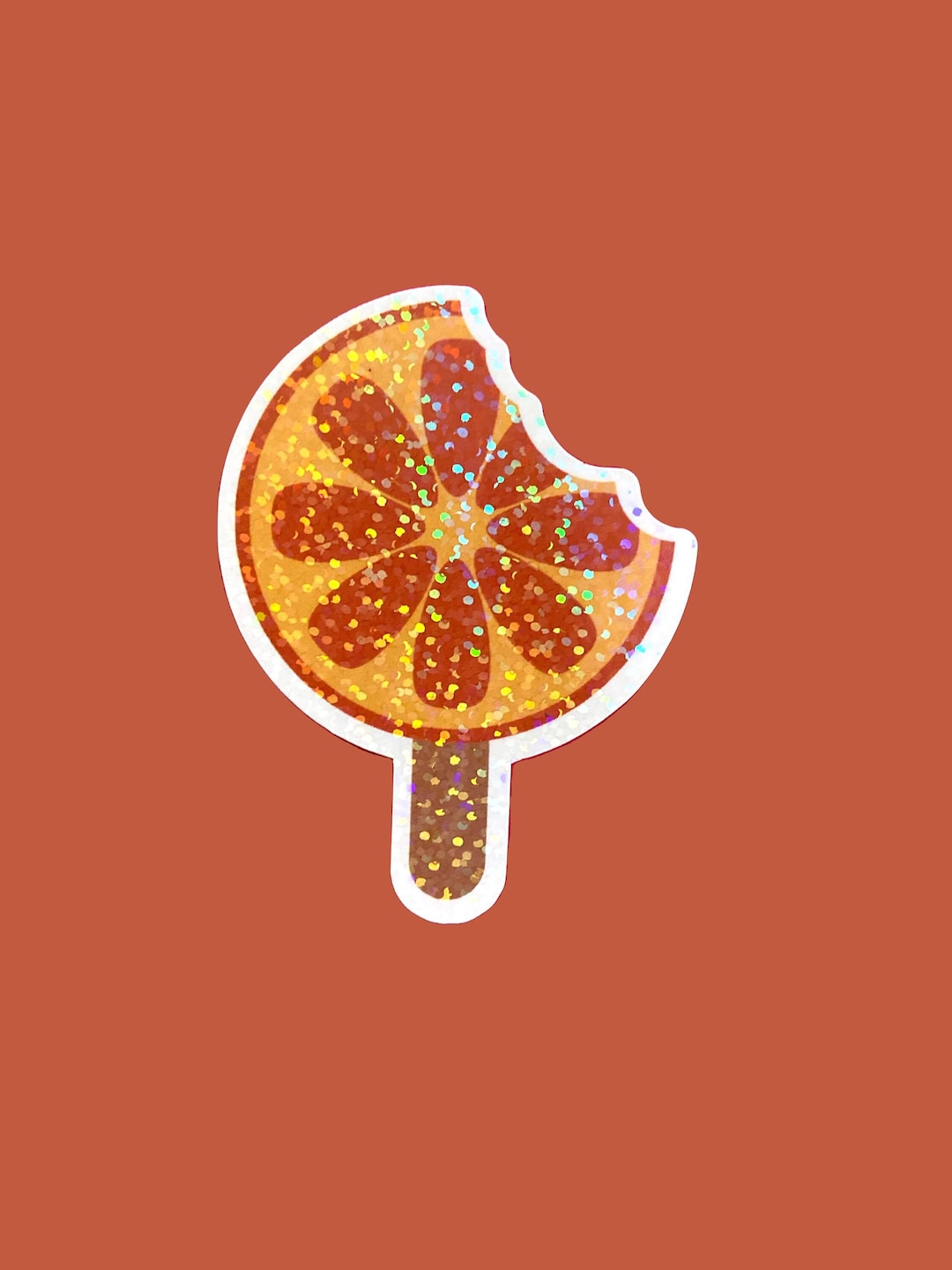 Holographic Orange Popsicle Sticker, Fruit Stickers, Citrus Stickers ...