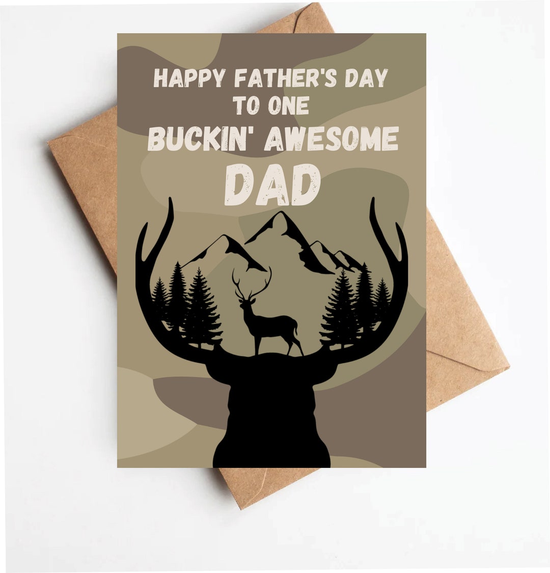 Funny Father's Day Card, Buckin Awesome Dad, Deer Fathers Day Card ...