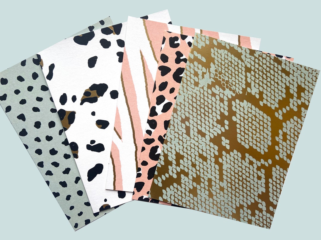 Set of 10 Animal Print Notecards, Golf Foil Notecards, Leopard Print ...