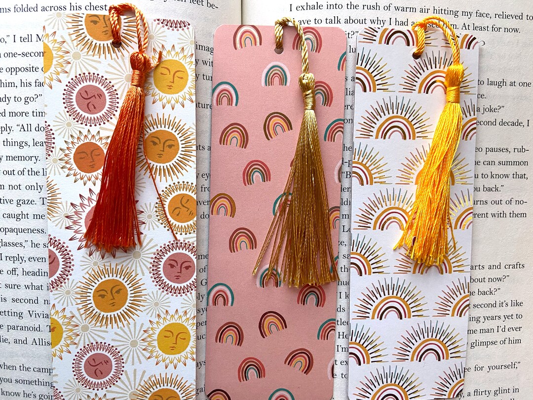 Boho Rainbow Bookmarks, Boho Sunshine Bookmarks, Sun Bookmark ...