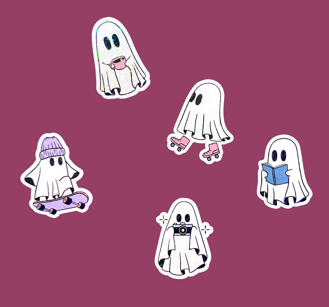 Set of 5 Ghost Sticker Pack, Halloween Ghost Sticker Pack, Mini Space ...