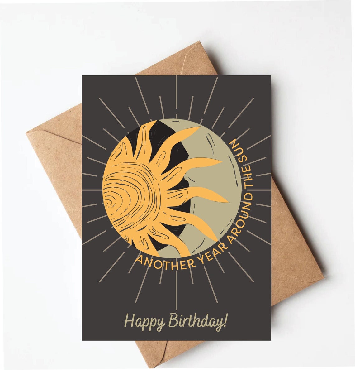 Another Trip Around the Sun Birthday Card Sun and Moon - Etsy