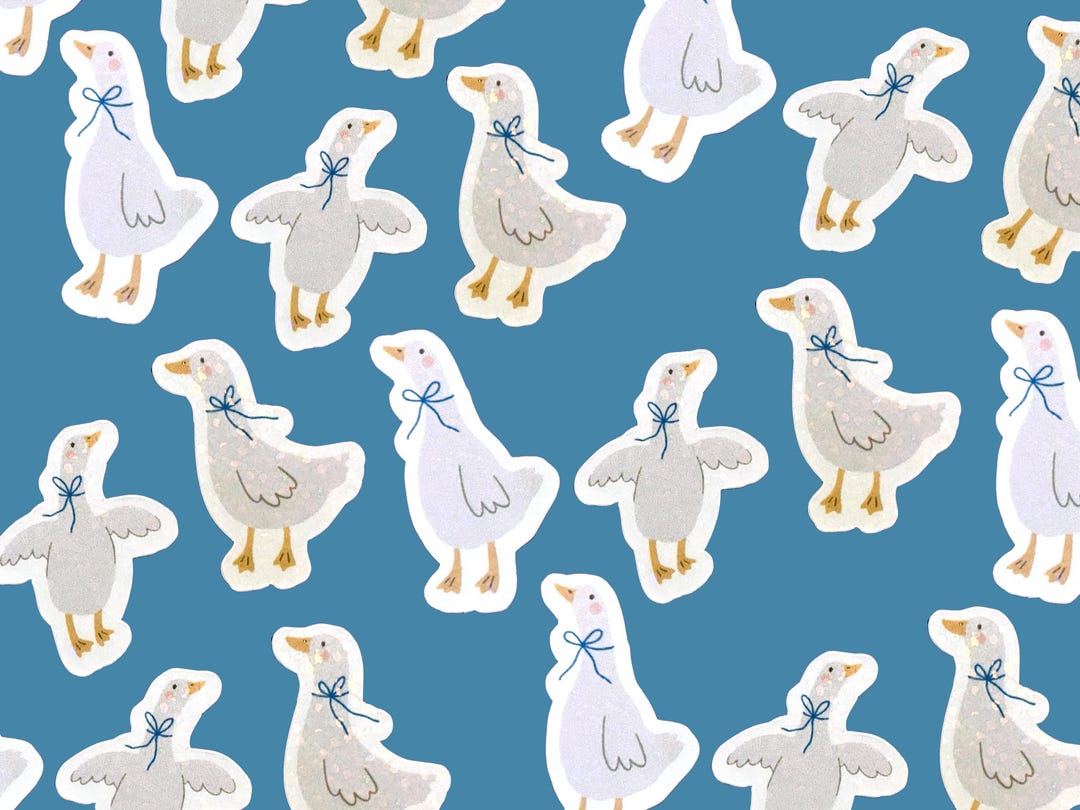 Mini Holographic Goose Stickers, Bulk Mini Stickers, Cute Goose Lover ...