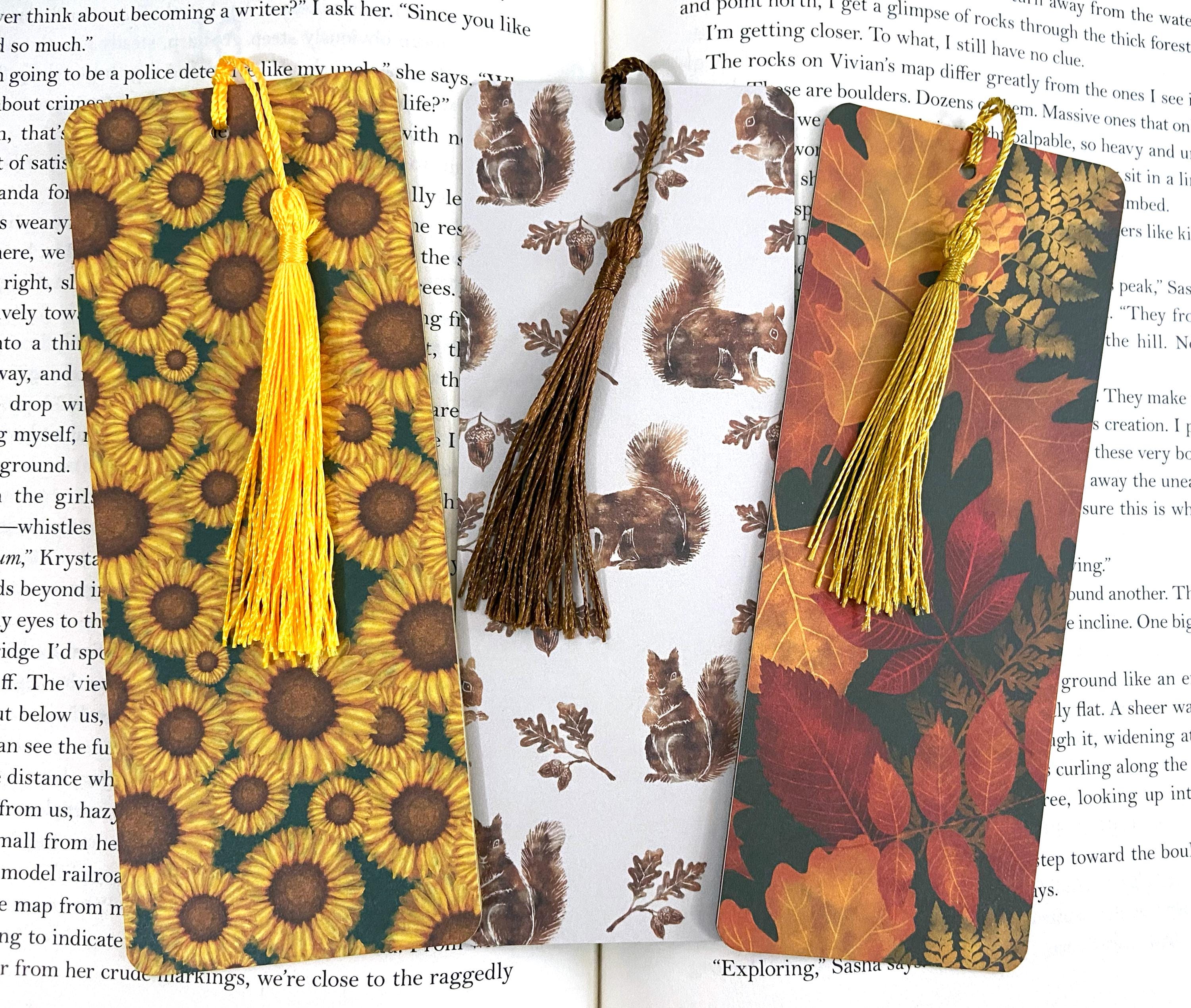 Fall Bookmark Set, Squirrel Bookmarks, Sunflower Bookmark, Pretty ...