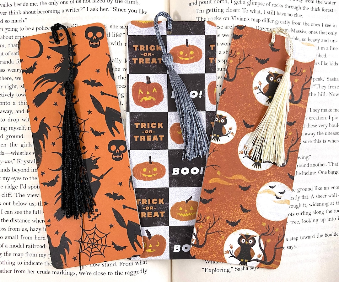 Halloween Bookmark Set, Cute Halloween Bookmark With Tassel, Kids ...