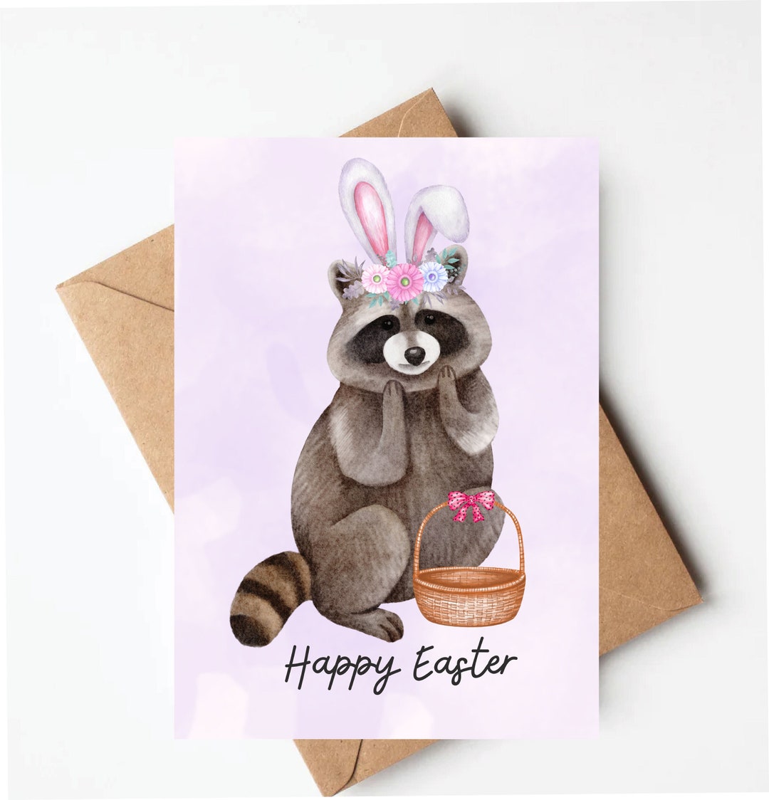 Funny Raccoon Easter Card, Raccoon Greeting Cards, Unique Easter Cards ...