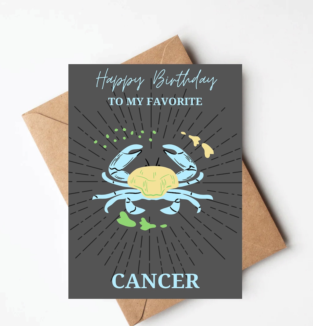 Cancer Birthday Card, Zodiac Sign Birthday Card, Happy Birthday to My ...