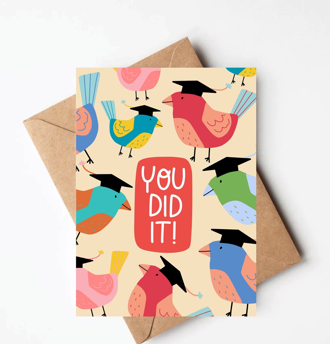 Colorful Bird Graduation Card, Funny Graduation Card for High School or ...