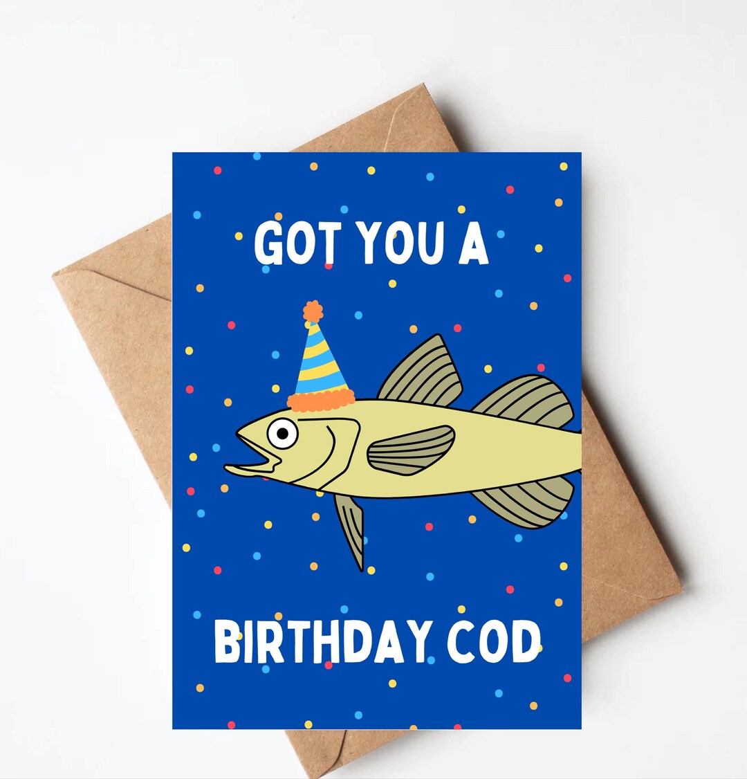 Funny Cod Birthday Card, Birthday Cod Fish Card, Birthday Card for Him ...