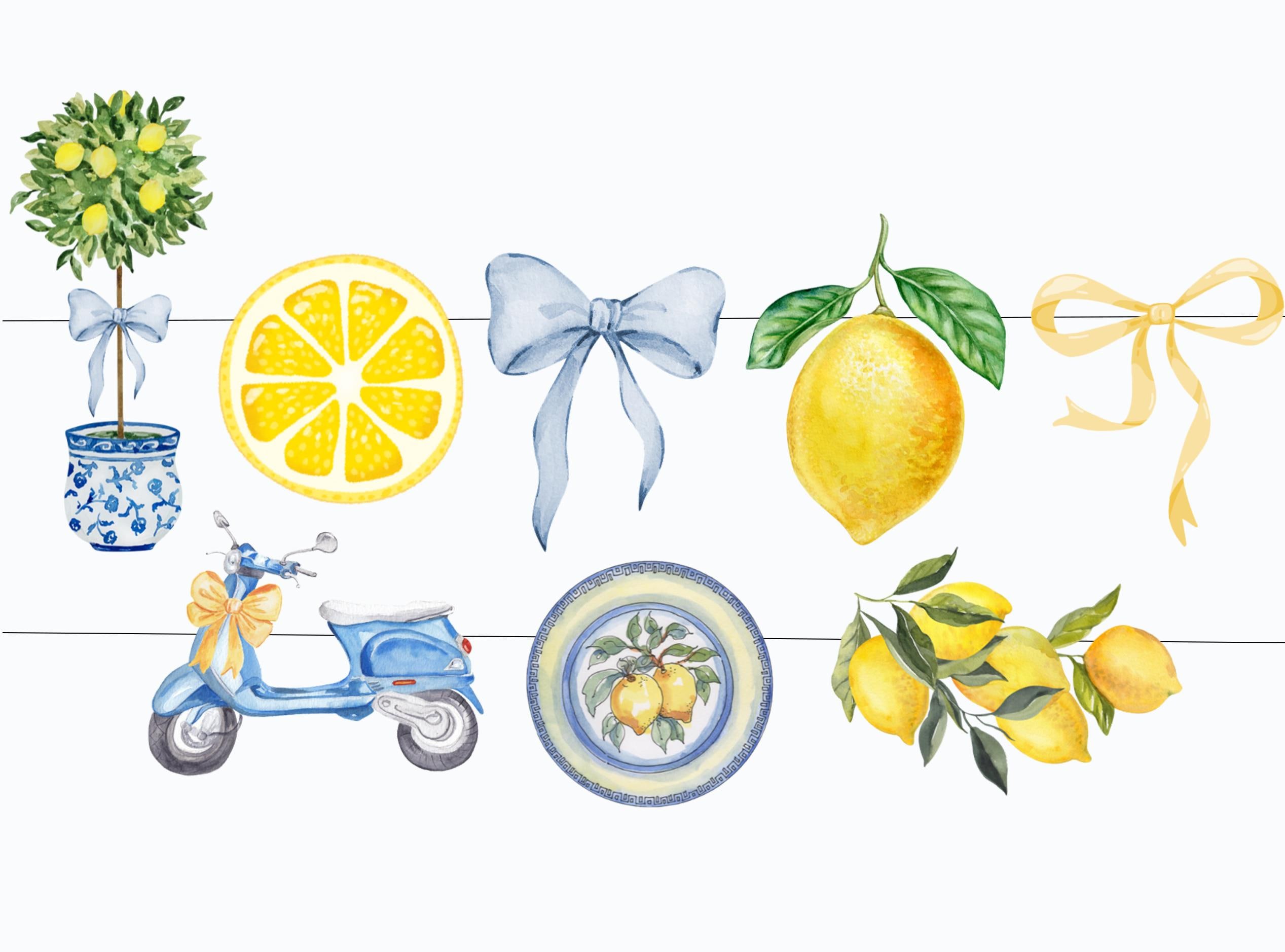Amalfi Coast Lemon Bridal Shower Garland, Italian Lemon Banner Bunting ...