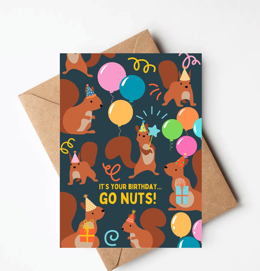 Cute Squirrel Birthday Card, Funny Birthday Card for Her, Funny ...