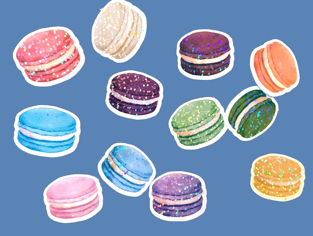 Mini Holographic French Macaron Stickers, Bulk Mini Stickers, Cute ...