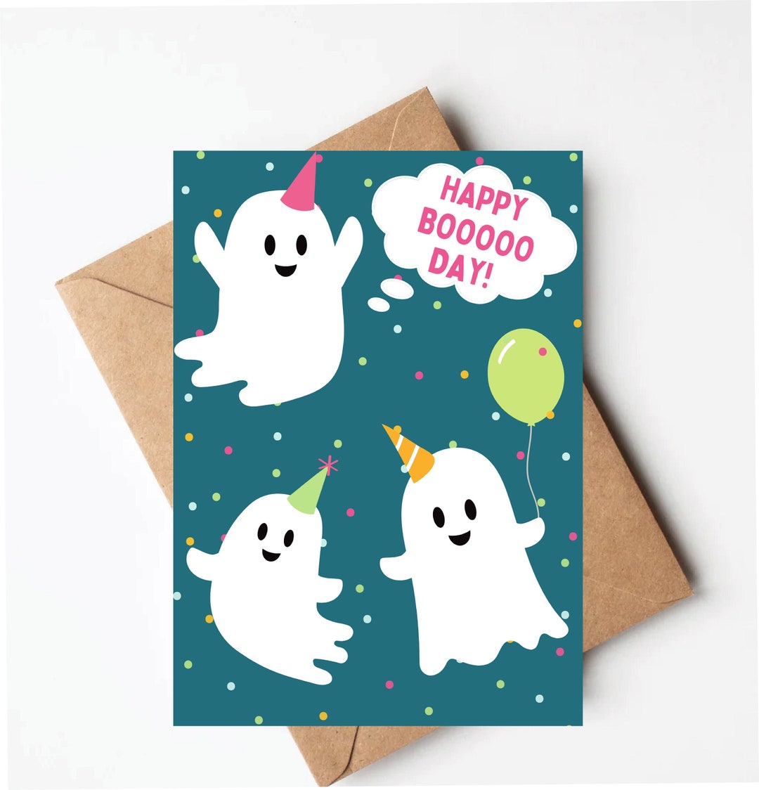 Ghost Birthday Card, Happy Boo Day, Halloween Birthday Card, Funny ...