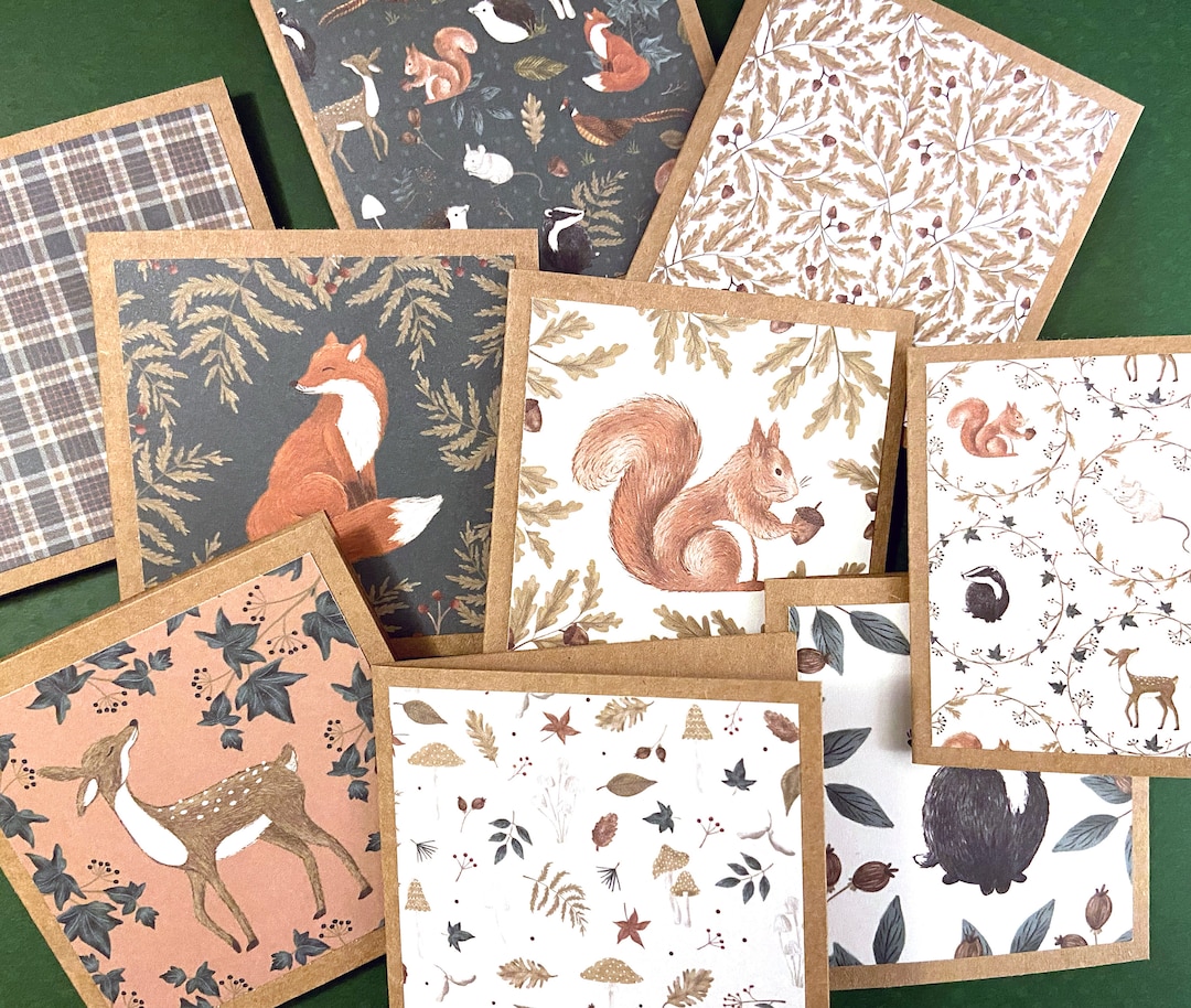 Mini Forest Animal Notecards With Envelopes, Cottagecore Mushroom Note ...