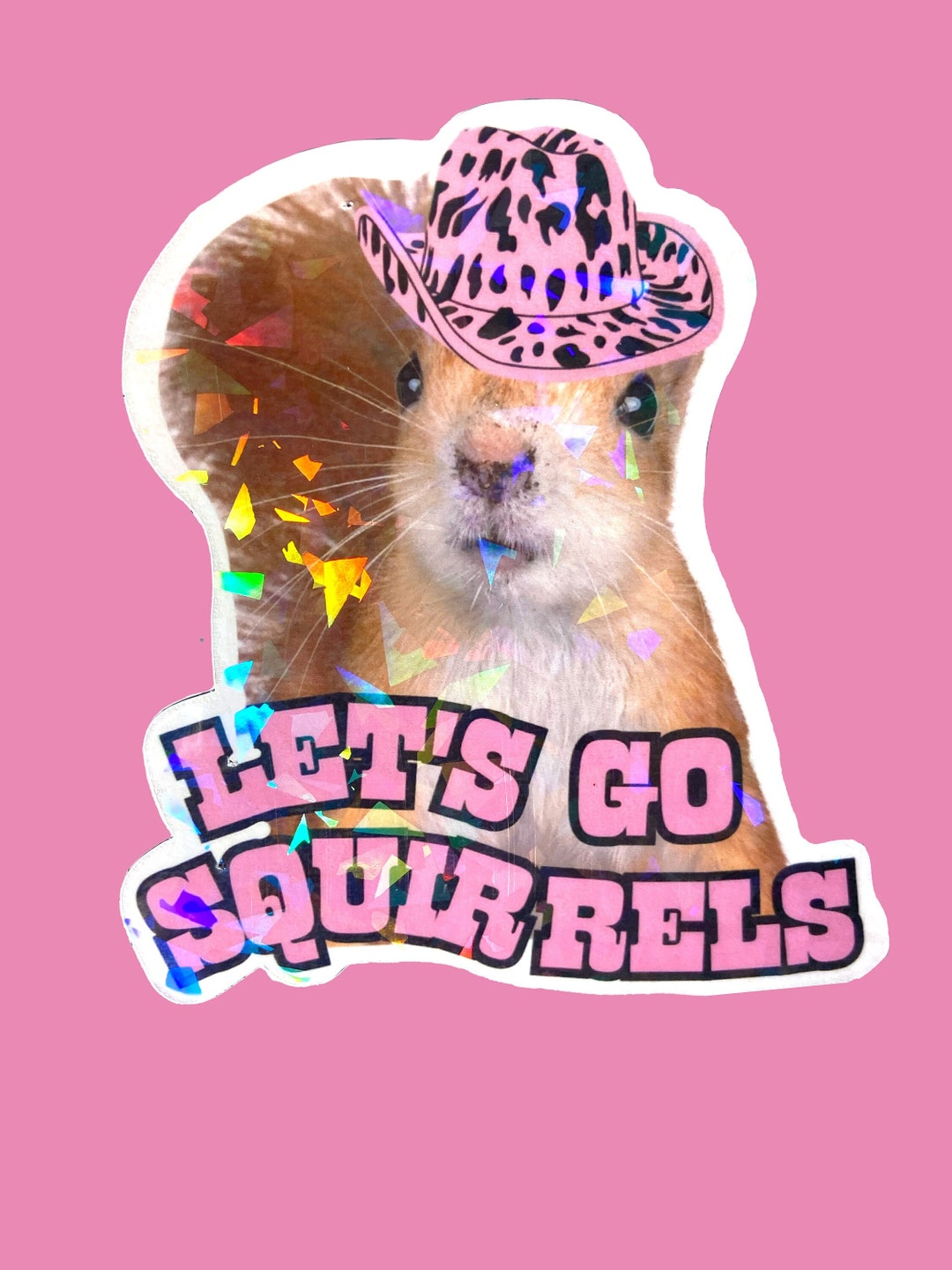Holographic Squirrel Magnet, Funny Magnet, Lets Go Squirrels, Cowgirl ...