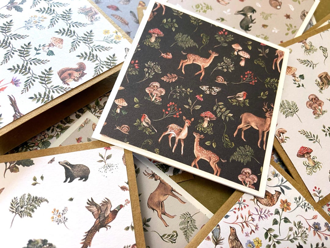 Mini Woodland Forest Animal Note Cards, Mini Cards With Envelopes ...