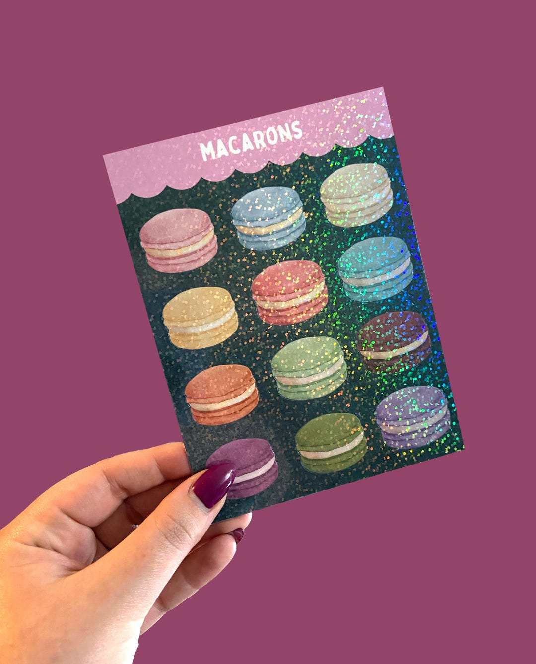 Sparkly Holographic French Macaron Sticker Sheet, Girly Sticker Pack ...