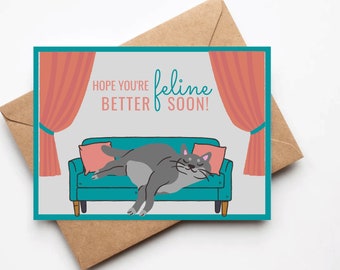 Cat Get Well Card Printable - Etsy