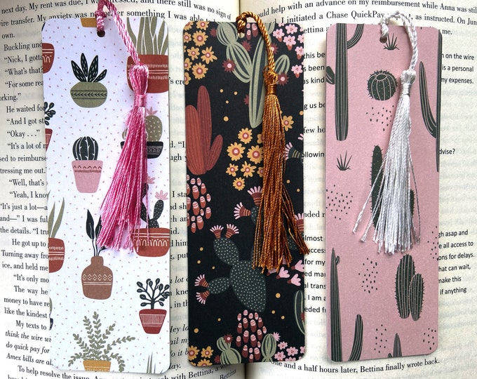 Tropical Cactus Bookmark Set Ribbon Bookmark Set Paper - Etsy