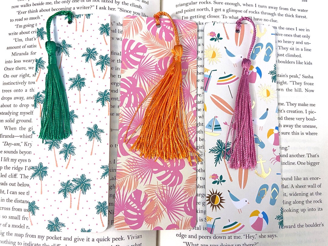 Beach Bookmarks, Summer Bookmark Set, Palm Tree Bookmark, Tropical ...
