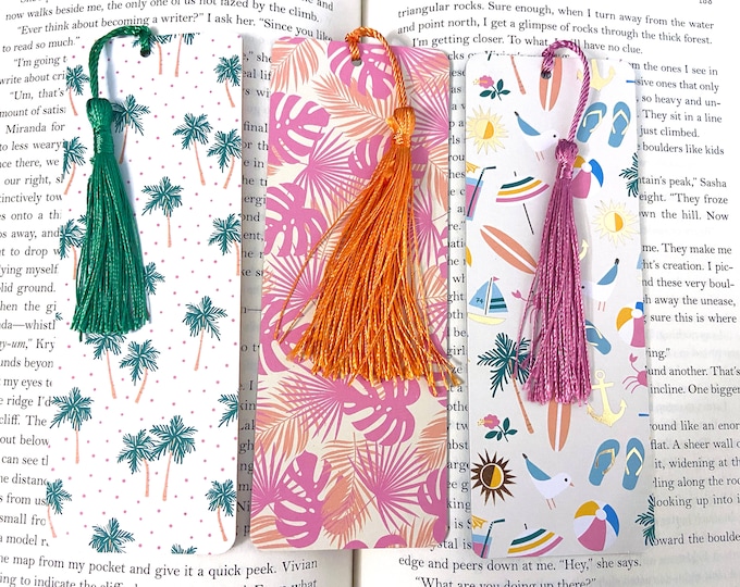Tropical Beach and Palm Tree Printed Art Bookmarks - Etsy