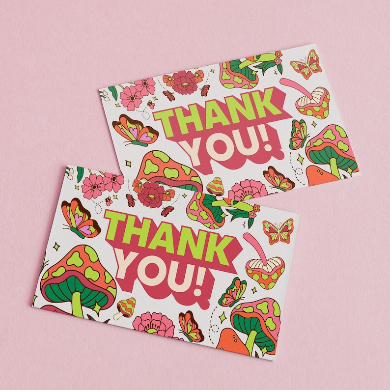 Small Business Thank You Cards, Trippy Mushroom Thank You Cards, Hippie ...