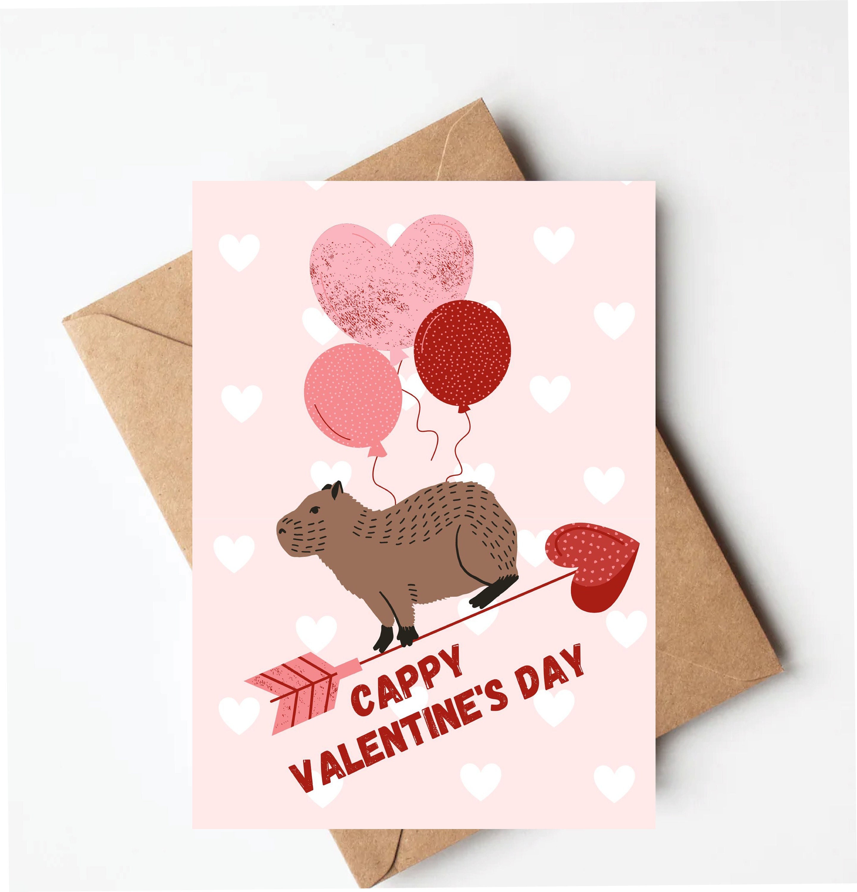 Capybara Valentine's Day Card, Cappy Valentines Day, Funny Valentines ...