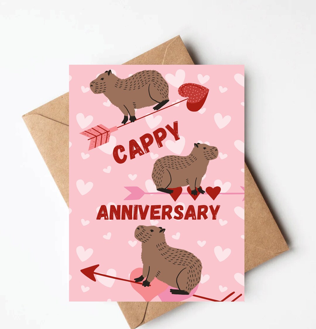 Capybara Anniversary Card, Cappy Valentines Day, Funny Anniversary Card ...