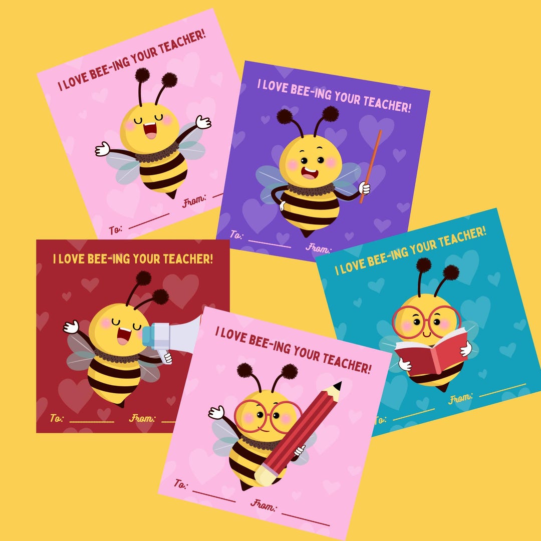 Cute Bee Valentines Day Cards From Teacher, Classroom Valentines From ...