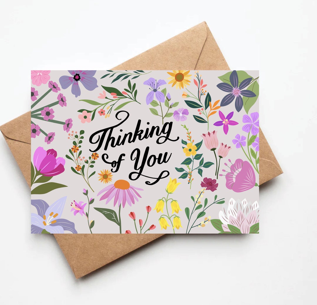 Thinking of You Sympathy Card, Flower Sympathy Card, Blank Thinking of ...