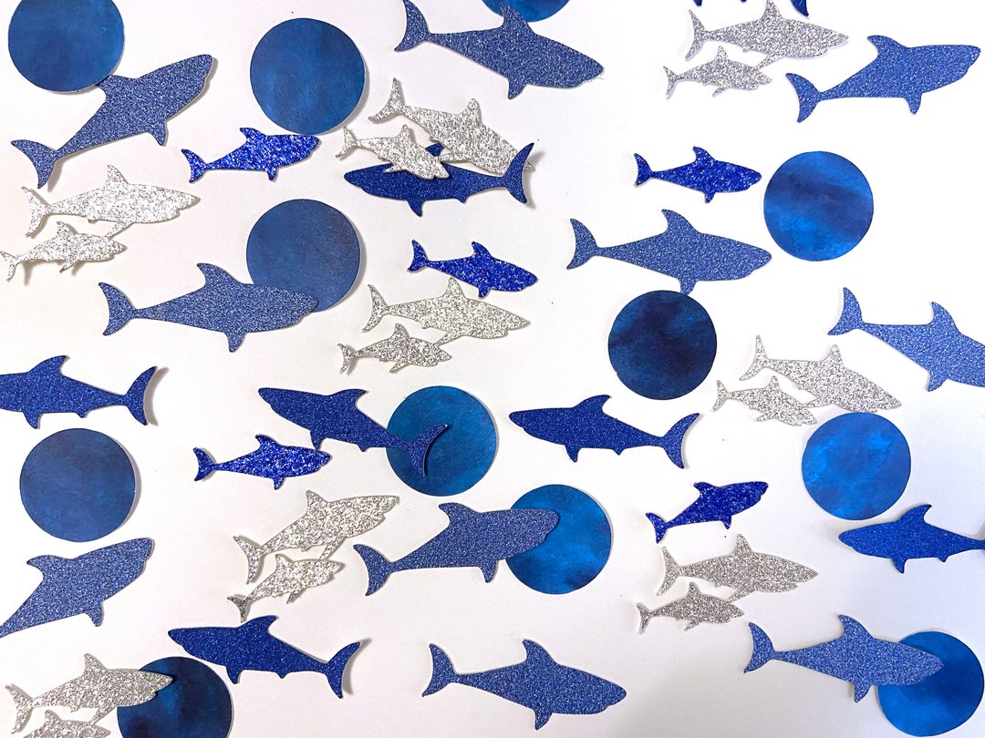 Shark Confetti, Fish Confetti, Shark Birthday Decorations, Shark Party ...