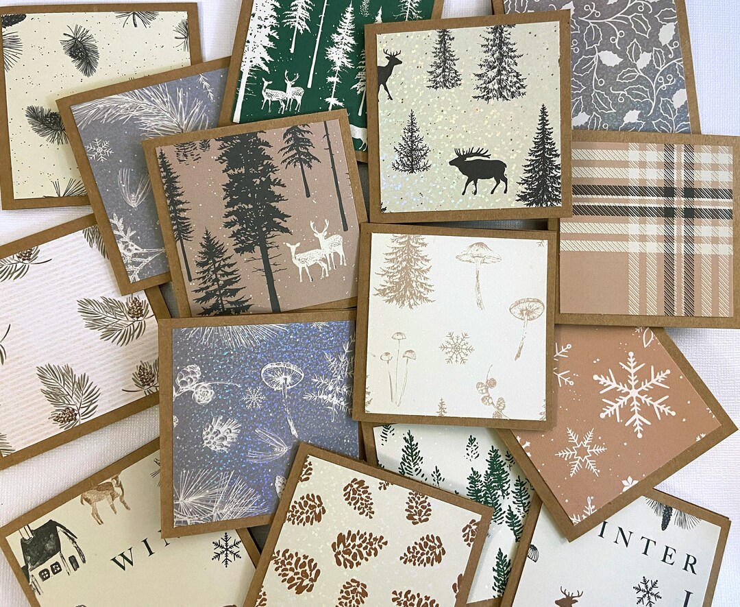Mini Evergreen Forest Christmas Cards With Envelopes, Mushroom ...