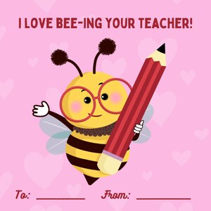 Cute Bee Valentines Day Cards From Teacher, Classroom Valentines From ...