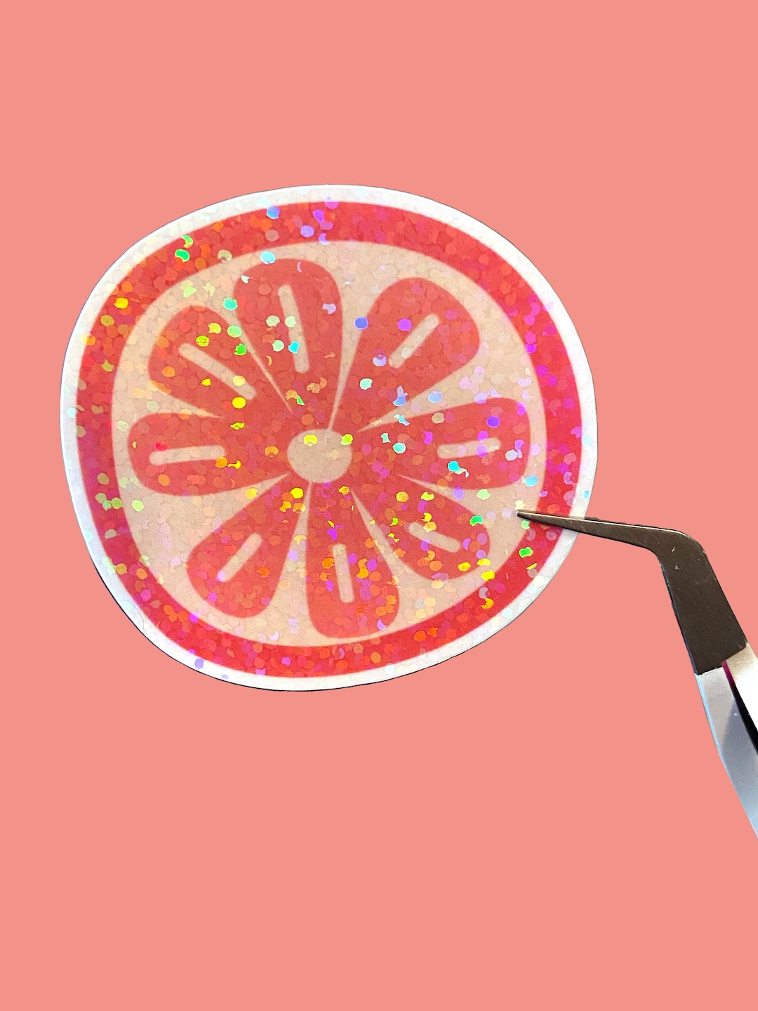 Holographic Orange Sticker, Fruit Stickers, Citrus Stickers, Cute ...