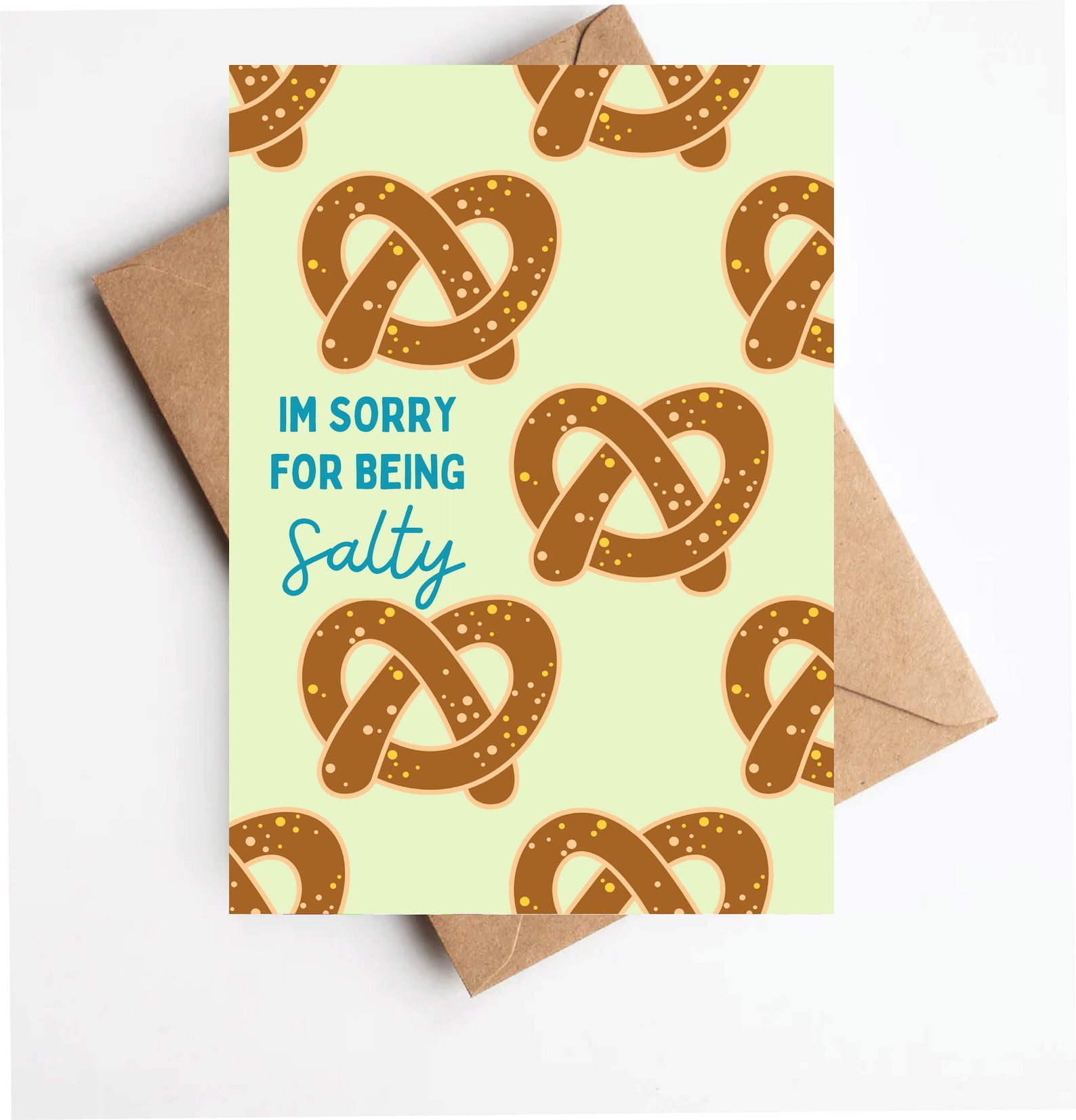 Apology Card, Sorry Card, Sorry for Being Salty, Pretzel Greeting Card ...