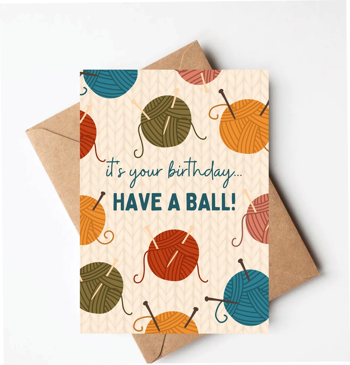 Knitting Birthday Card, Funny Birthday Card, Yarn Birthday Card ...