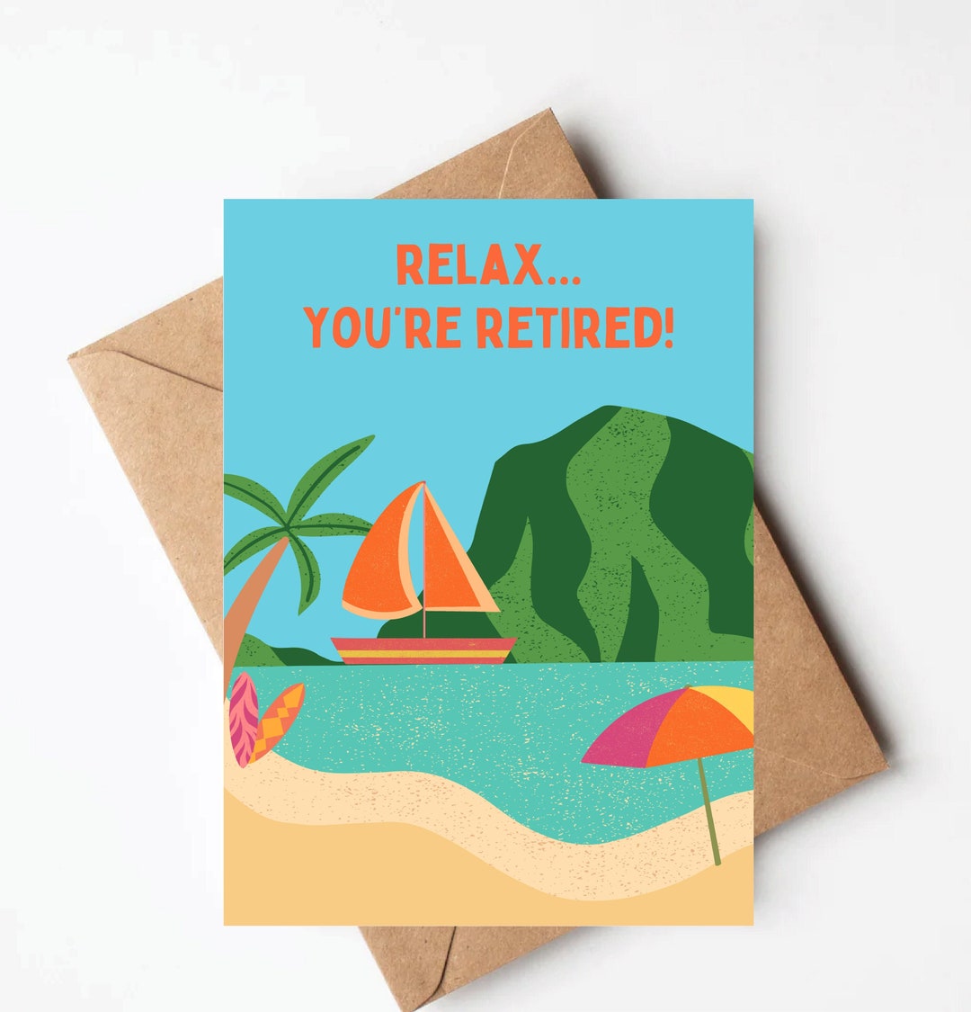 Beach Retirement Card, Tropical Retirement Card for Coworker ...
