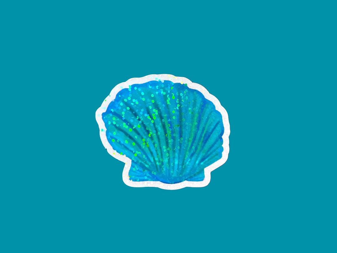 Holographic Blue Seashell Sticker, Waterproof Sticker for Laptop or ...
