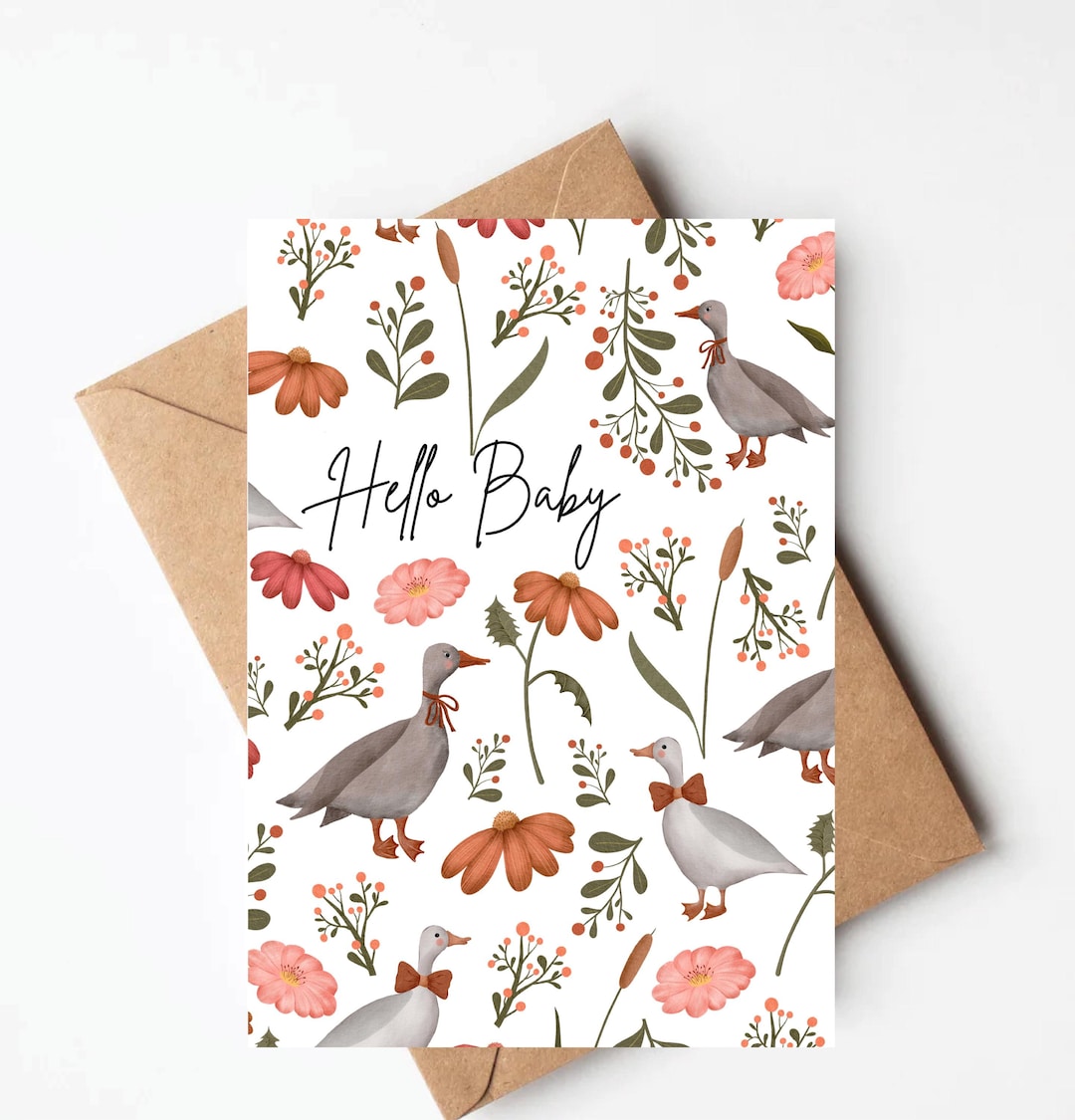 Goose New Baby Card, Gender Neutral Baby Shower Card, Baby Goose Card ...