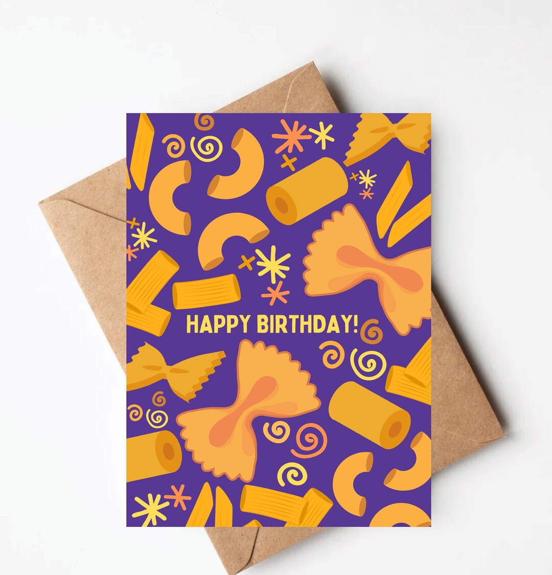 Pasta Birthday Card, Funny Birthday Card, Pasta Spaghetti Lover Gift ...