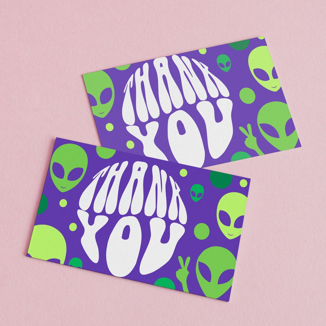 Alien Small Business Thank You Cards, Retro Alien Thank You Cards ...