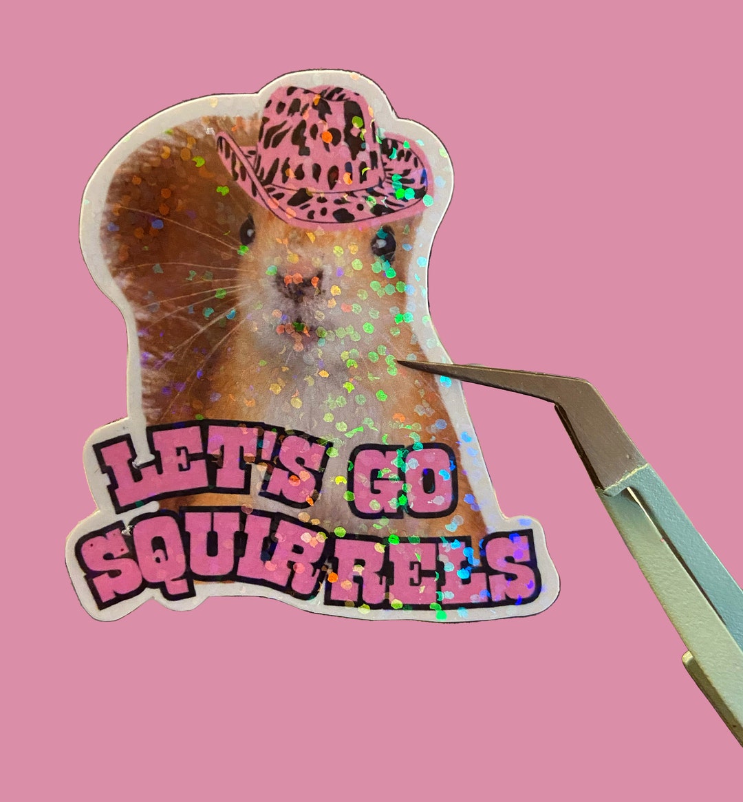 Holographic Squirrel Sticker, Funny Sticker, Lets Go Squirrels, Cowgirl ...