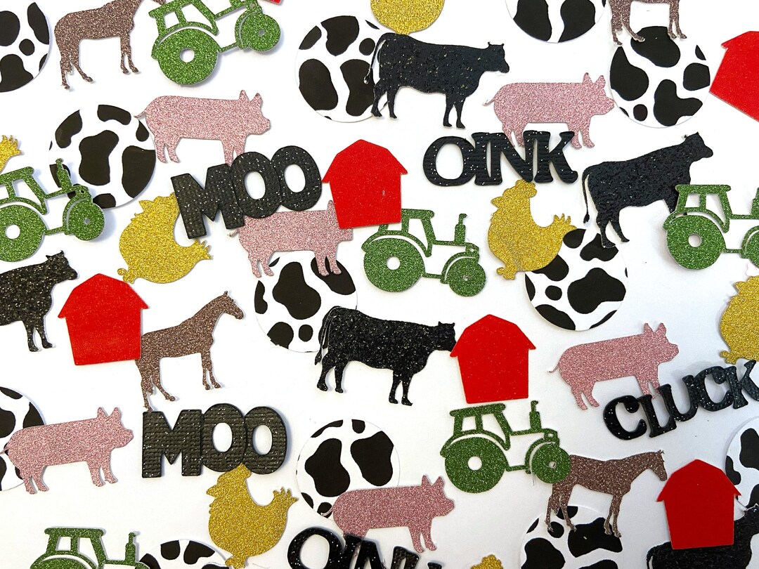 Farm Animal Confetti, Cow Confetti, Farm Birthday Decorations, Barnyard ...